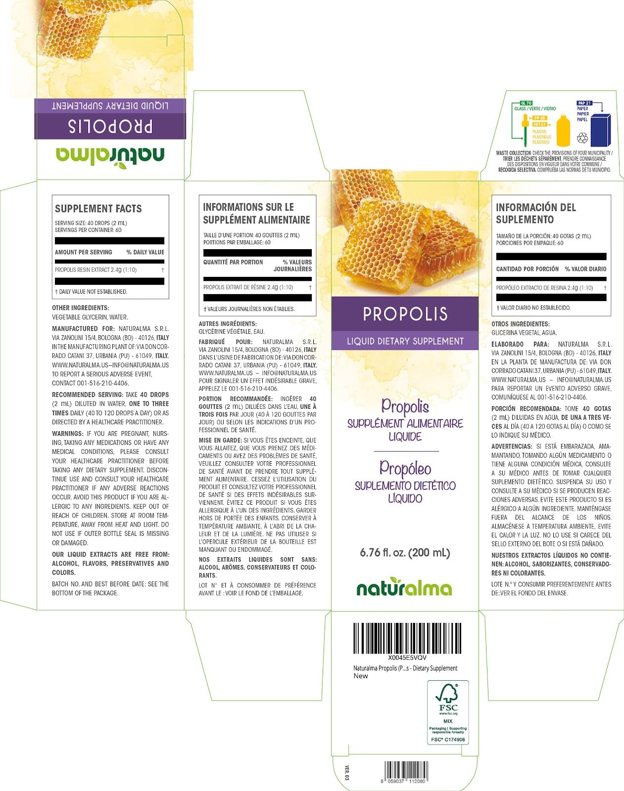 Naturalma Propolis liquid extract features