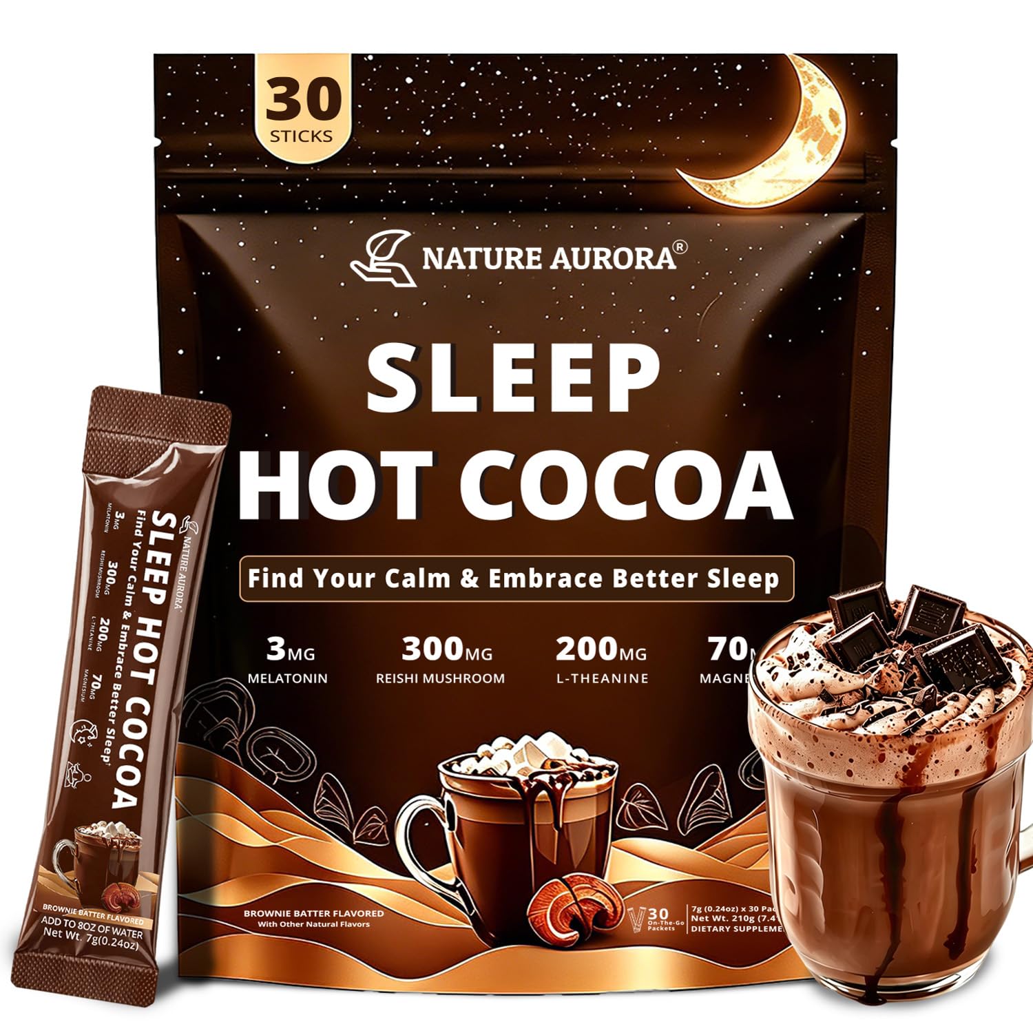 Nature Aurora mushroom hot cocoa powder