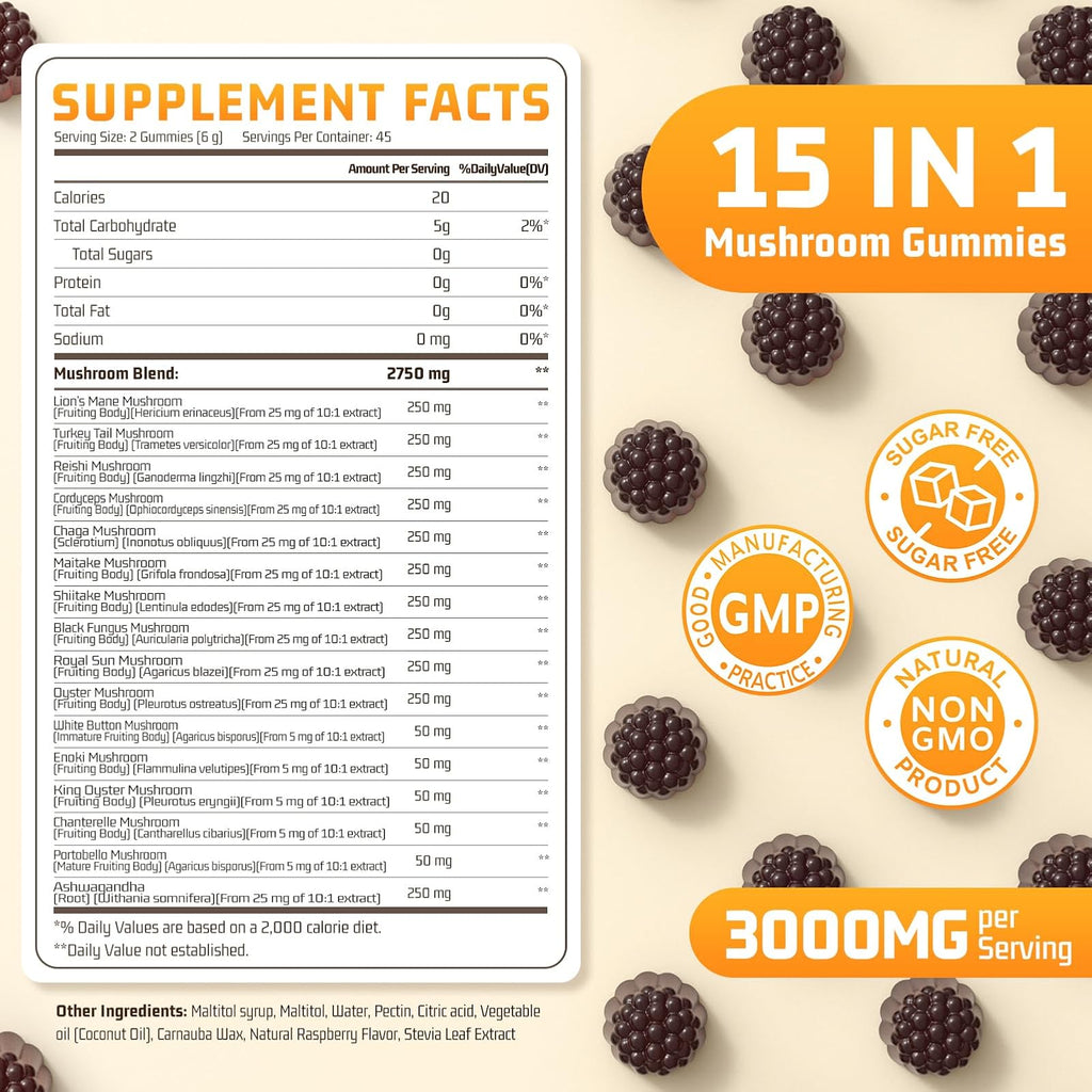 Nature Echo mushroom gummies with ashwagandha