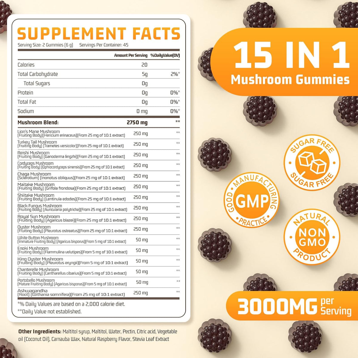 Nature Echo mushroom gummies with ashwagandha