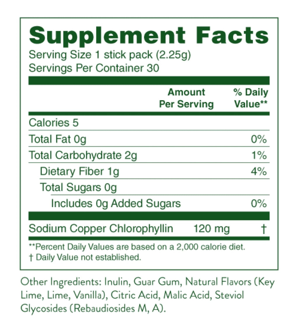 nature-inspired chlorophyll supplement packets