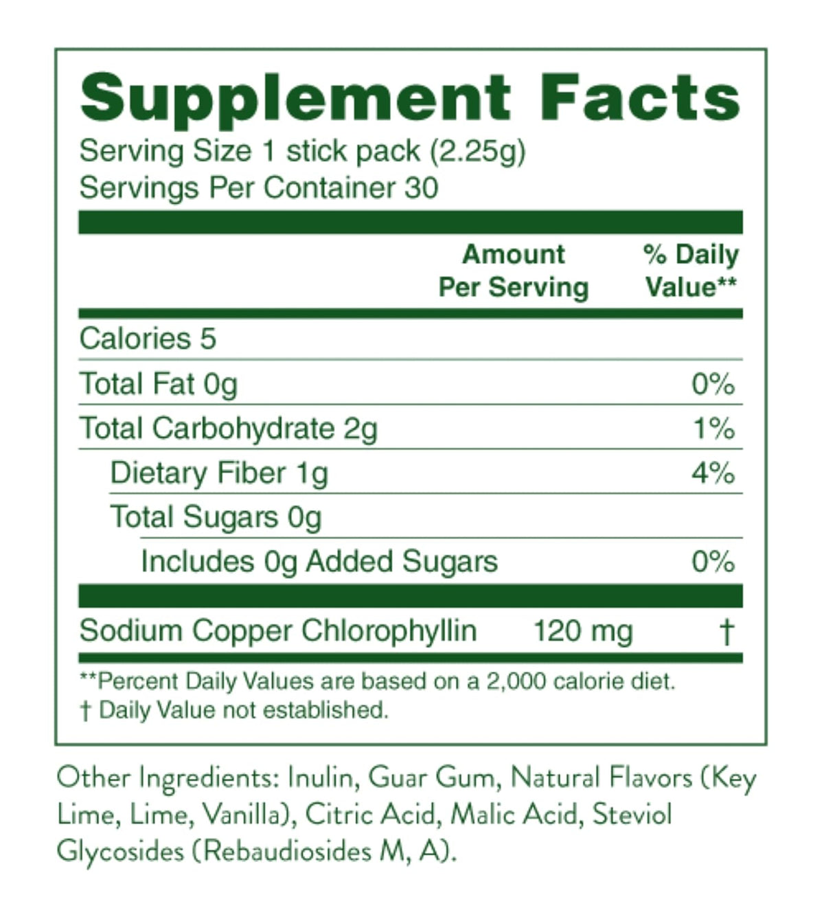 nature-inspired chlorophyll supplement packets