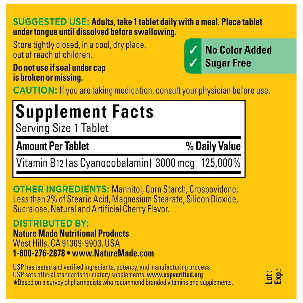 Nature Made B12 for overall wellness