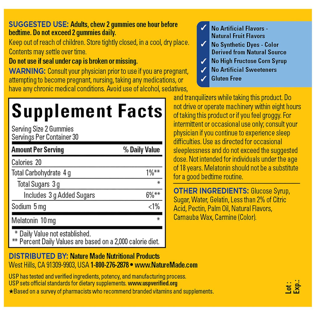 Nature Made gummies for improved sleep quality