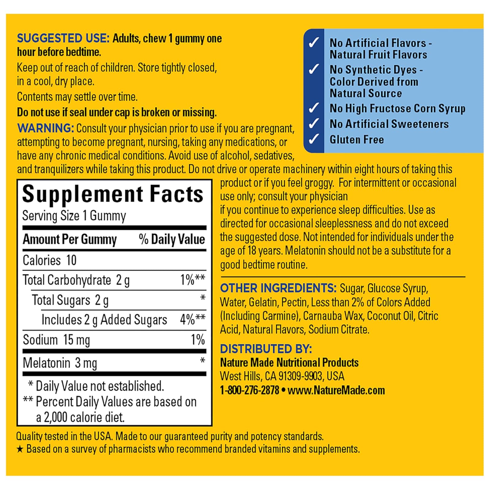 Nature Made gummies for sleep improvement