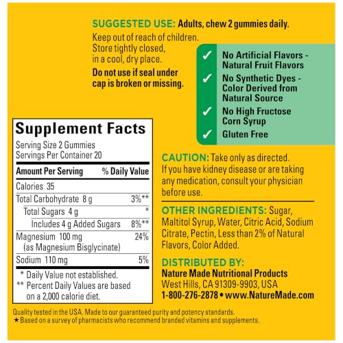 Nature Made magnesium for muscle relaxation