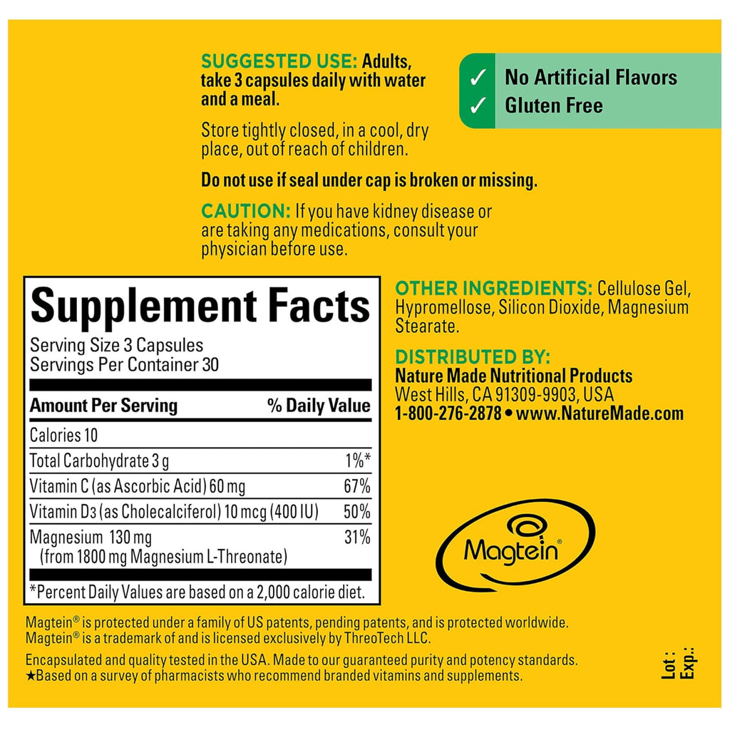 nature made magnesium l-threonate 90 count