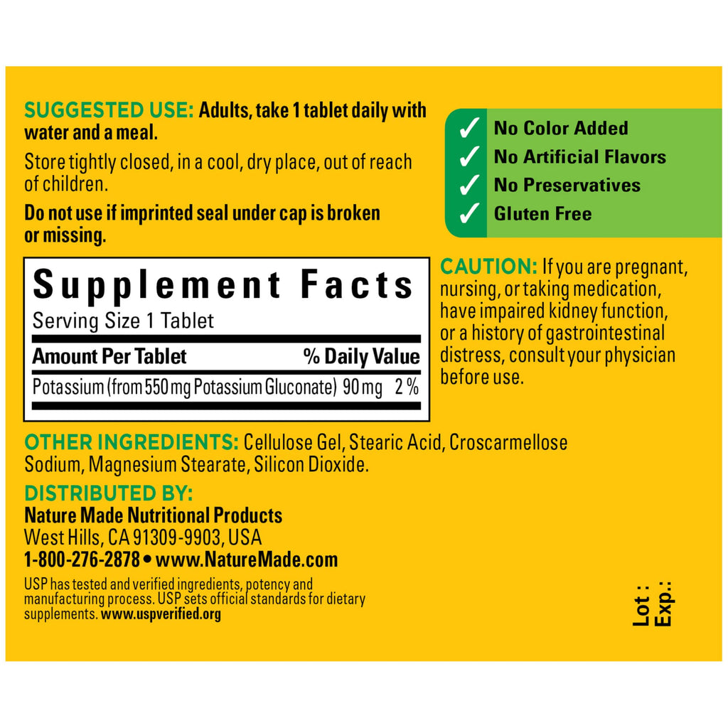 Nature Made potassium for muscle function