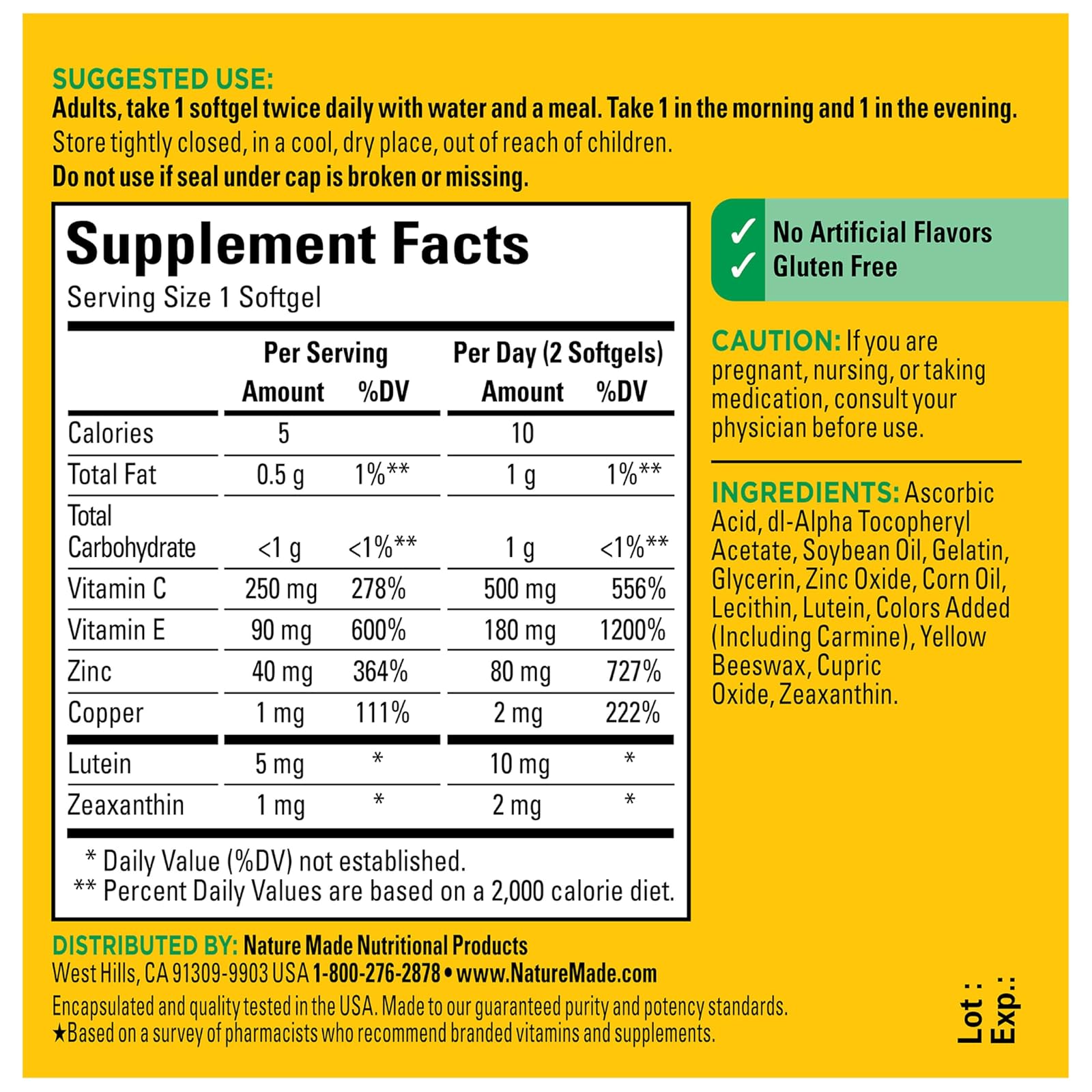 Nature Made vision support supplements