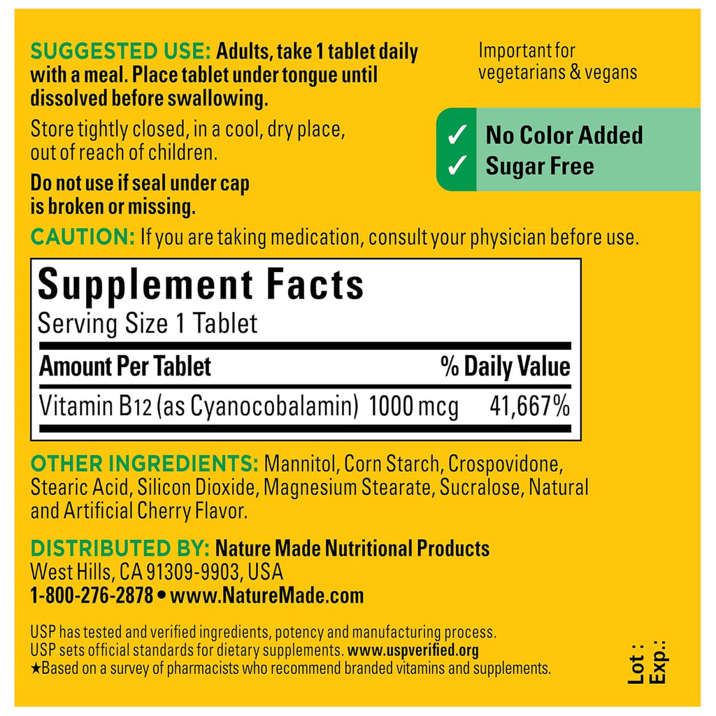 Nature Made vitamin B12 for vegans