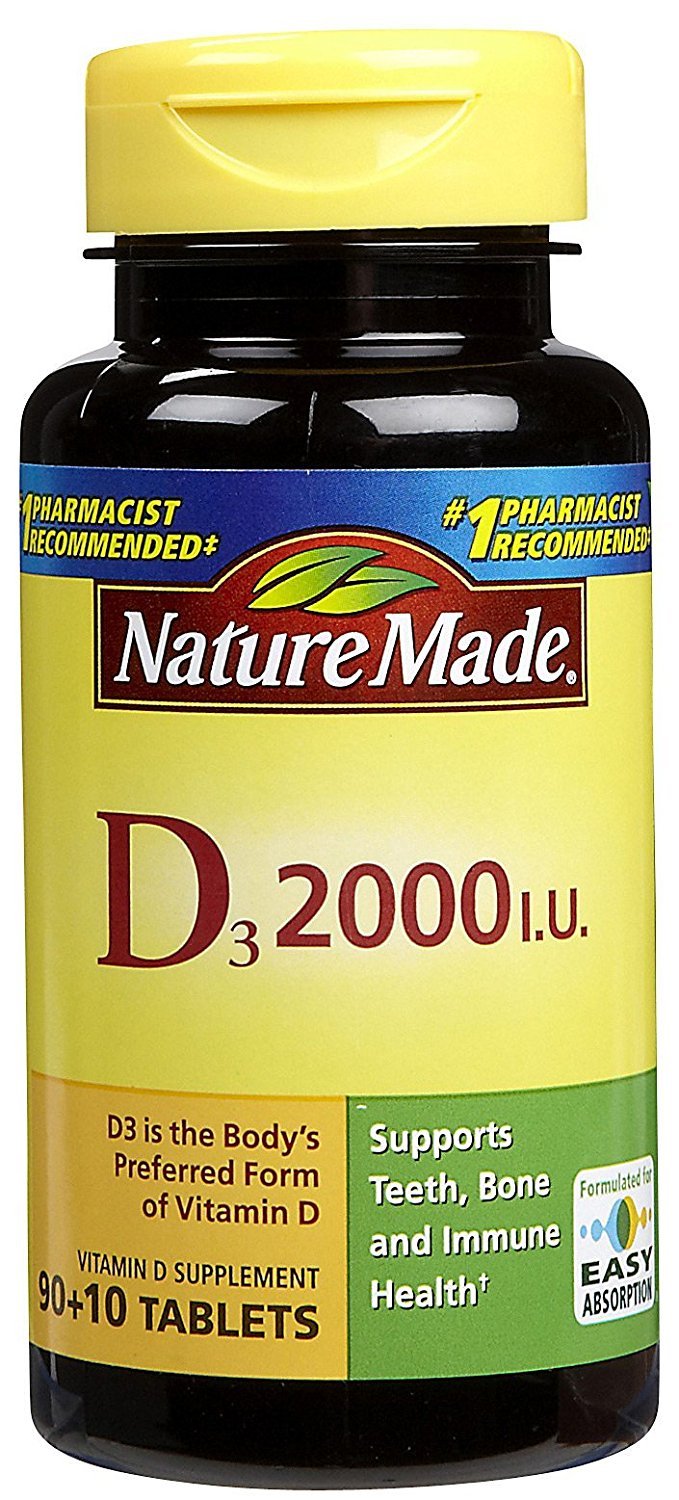 Nature Made Vitamin D3 2000 IU tablets for bone health
