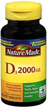 Nature Made Vitamin D3 2000 IU tablets