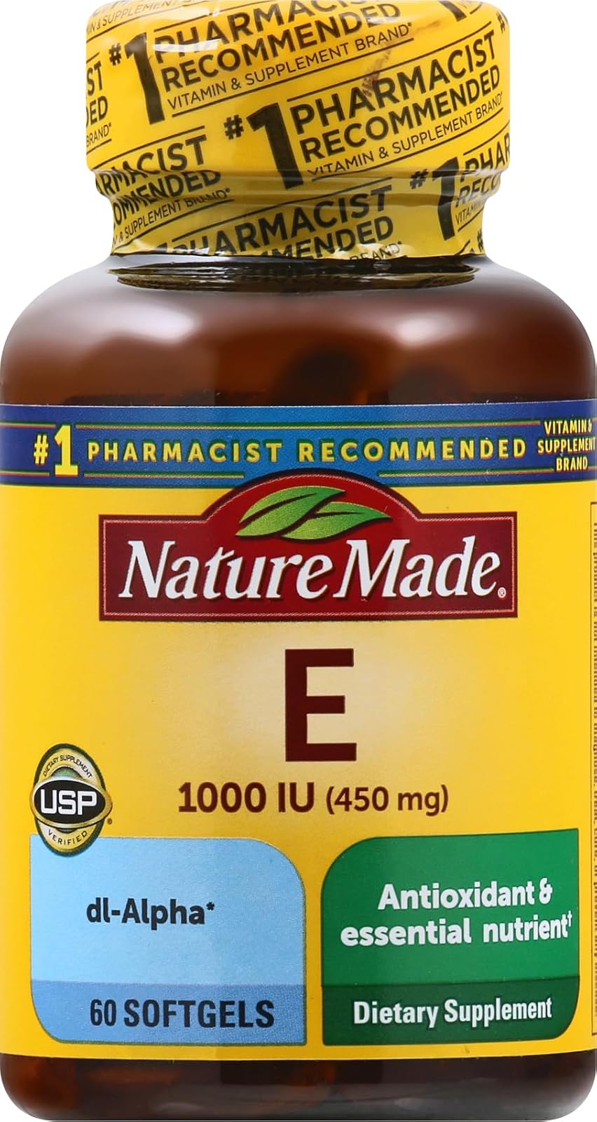 Nature Made vitamin E softgels for skin health