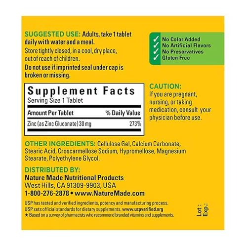 Nature Made zinc for skin health
