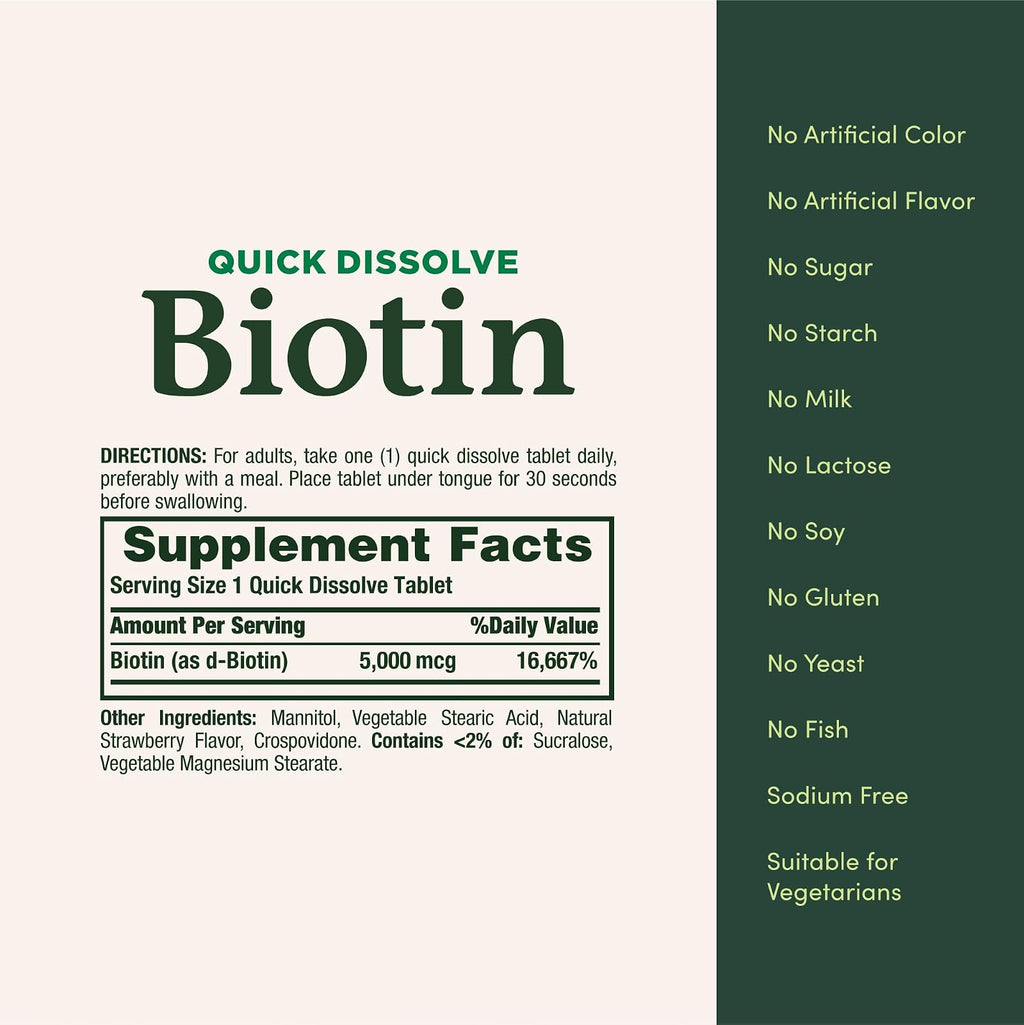 Nature's Bounty biotin 5000 mcg benefits