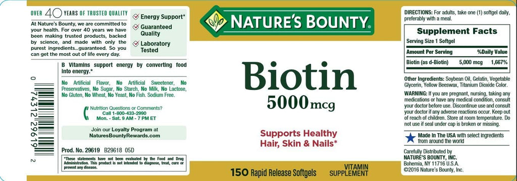 Nature's Bounty biotin for nails