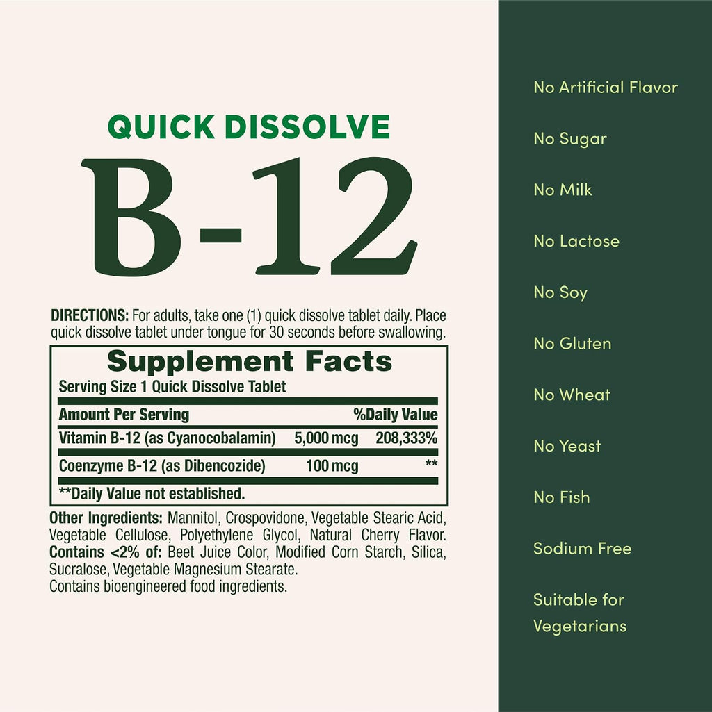 Nature's Bounty vitamin B12 for wellness