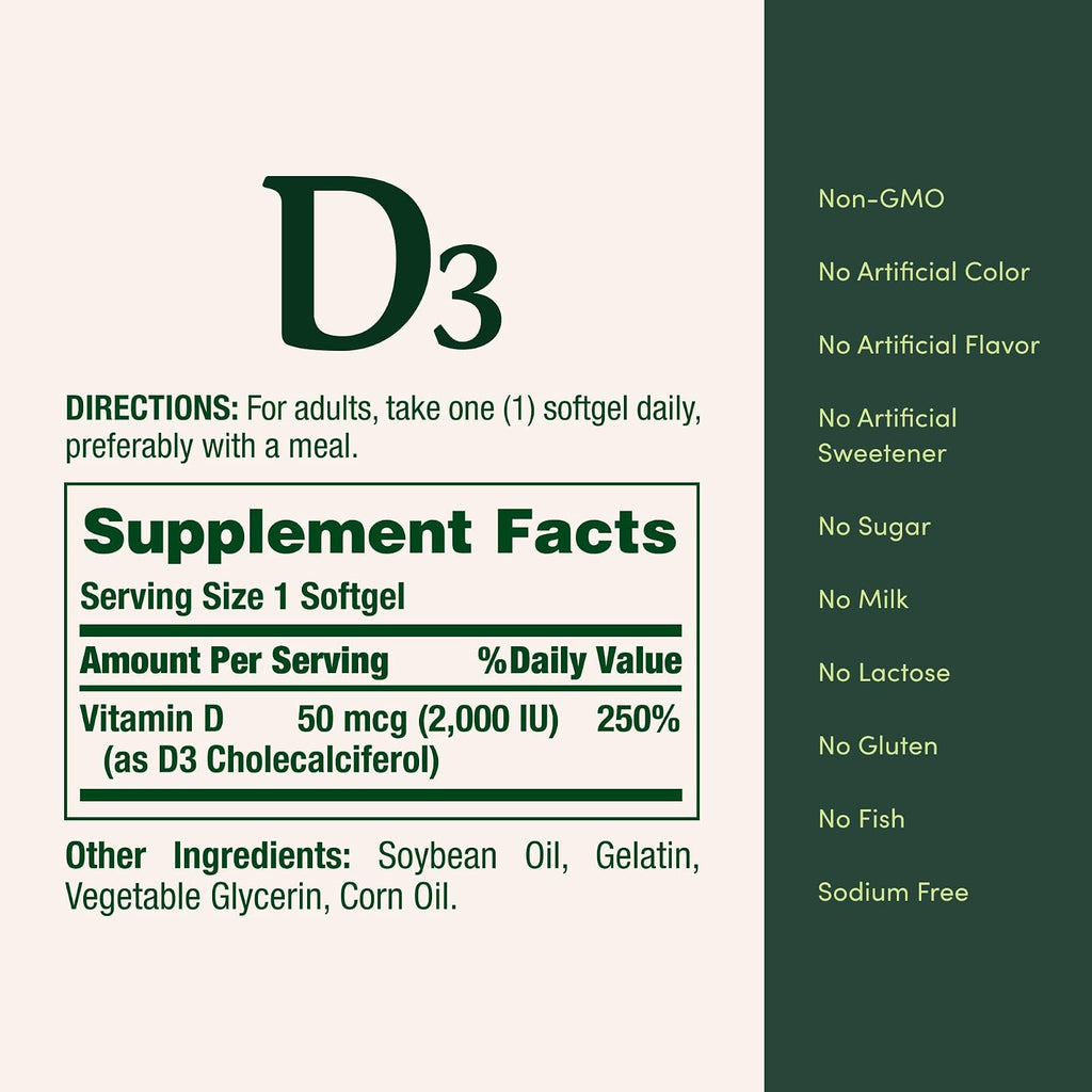 Nature's Bounty vitamin D3 for daily wellness