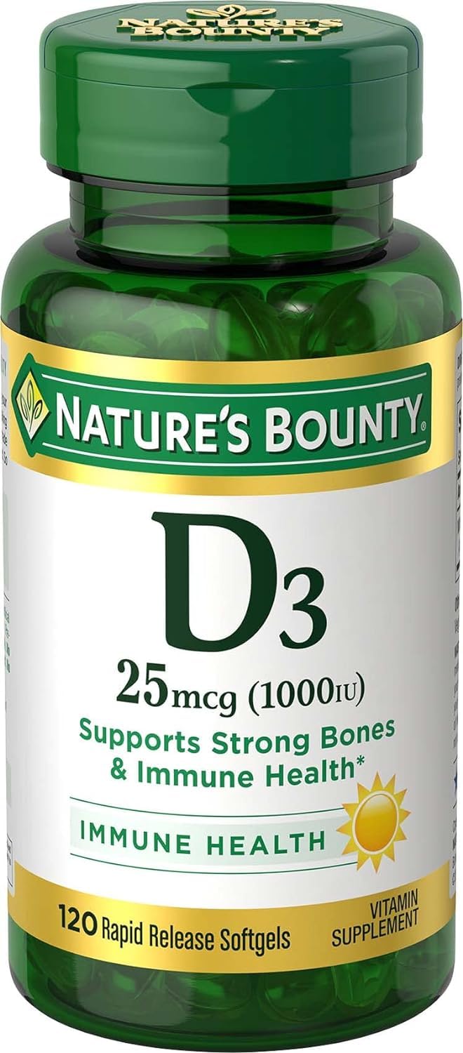 Nature's Bounty Vitamin D3 softgels for immune support