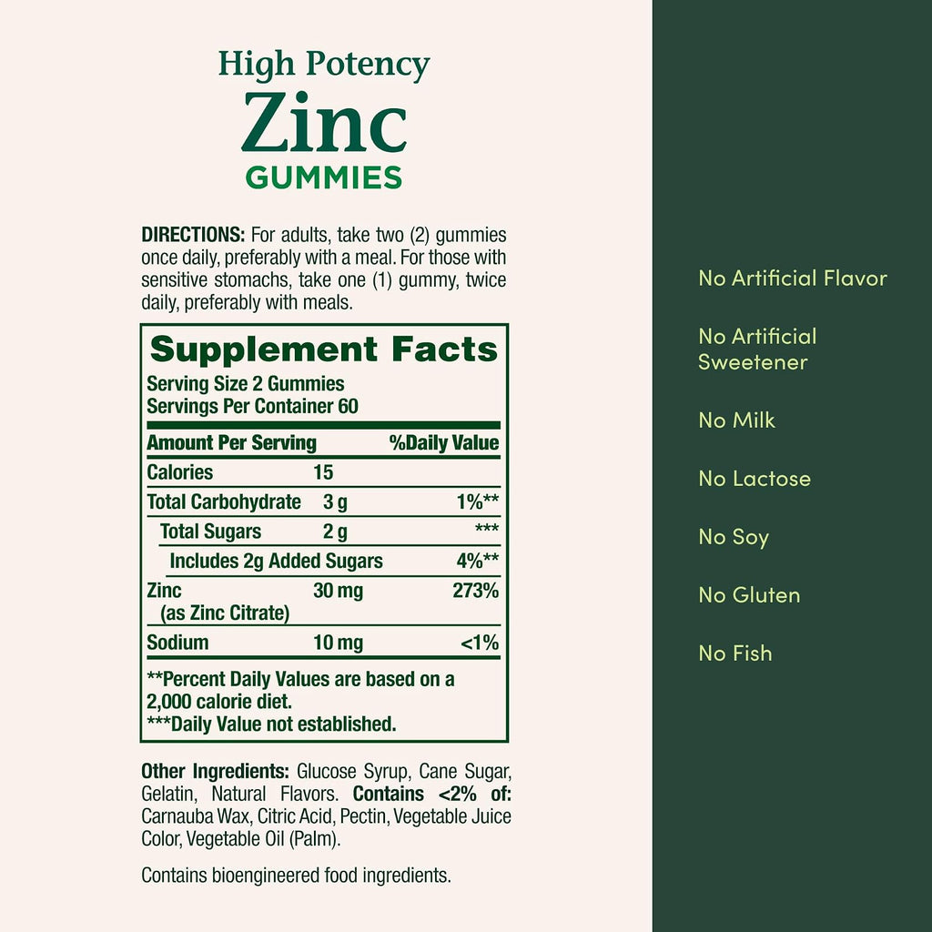 Nature's Bounty Zinc for skin health