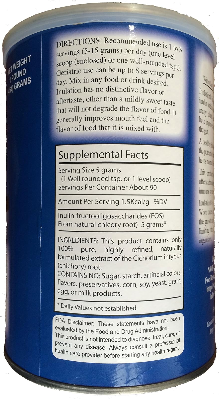 Nature's Formula Inulin for healthy microbiome