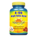 Nature's Life B-100 Folic Acid tablets for energy support
