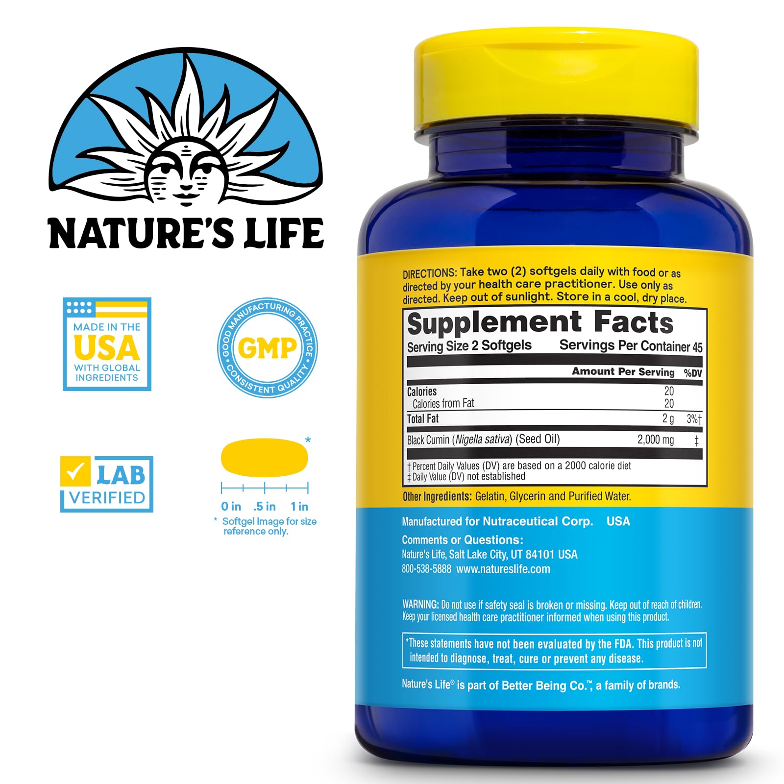 nature's life black seed oil softgels