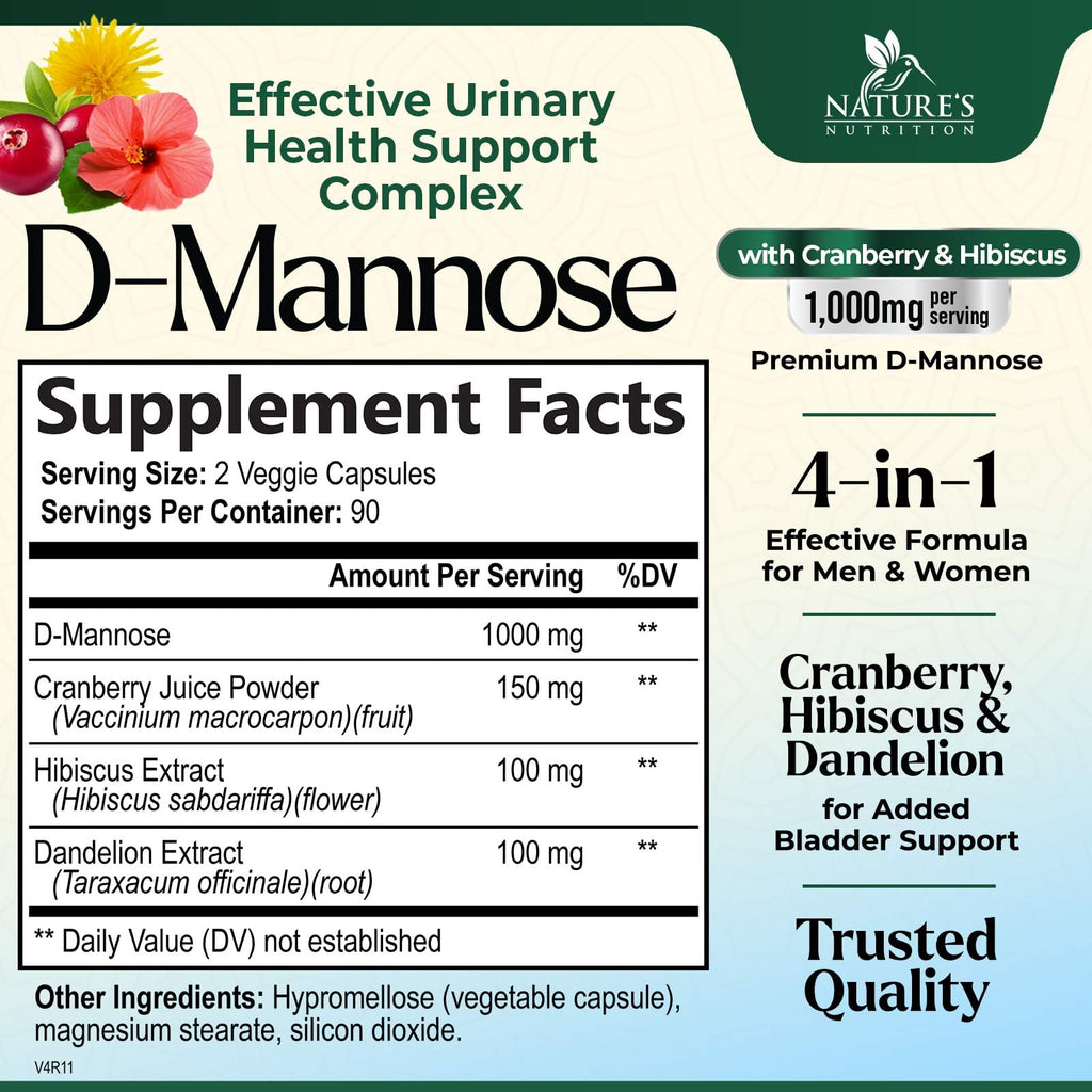 Nature's Nutrition D-Mannose capsules