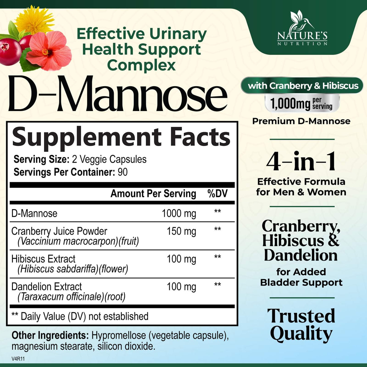 Nature's Nutrition D-Mannose capsules
