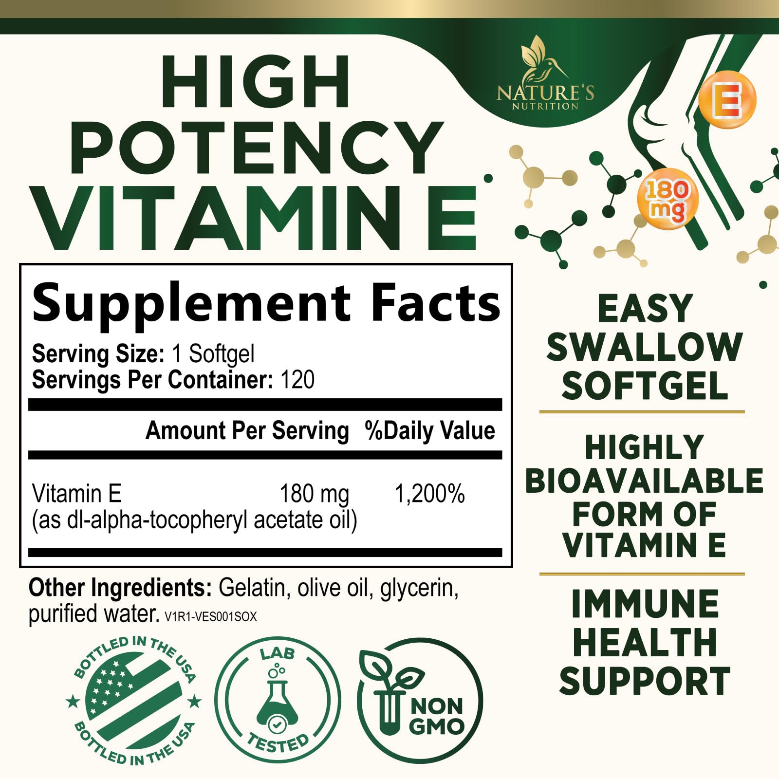 Nature's Nutrition Vitamin E antioxidant support