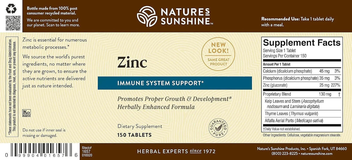 Nature's Sunshine zinc for overall vitality