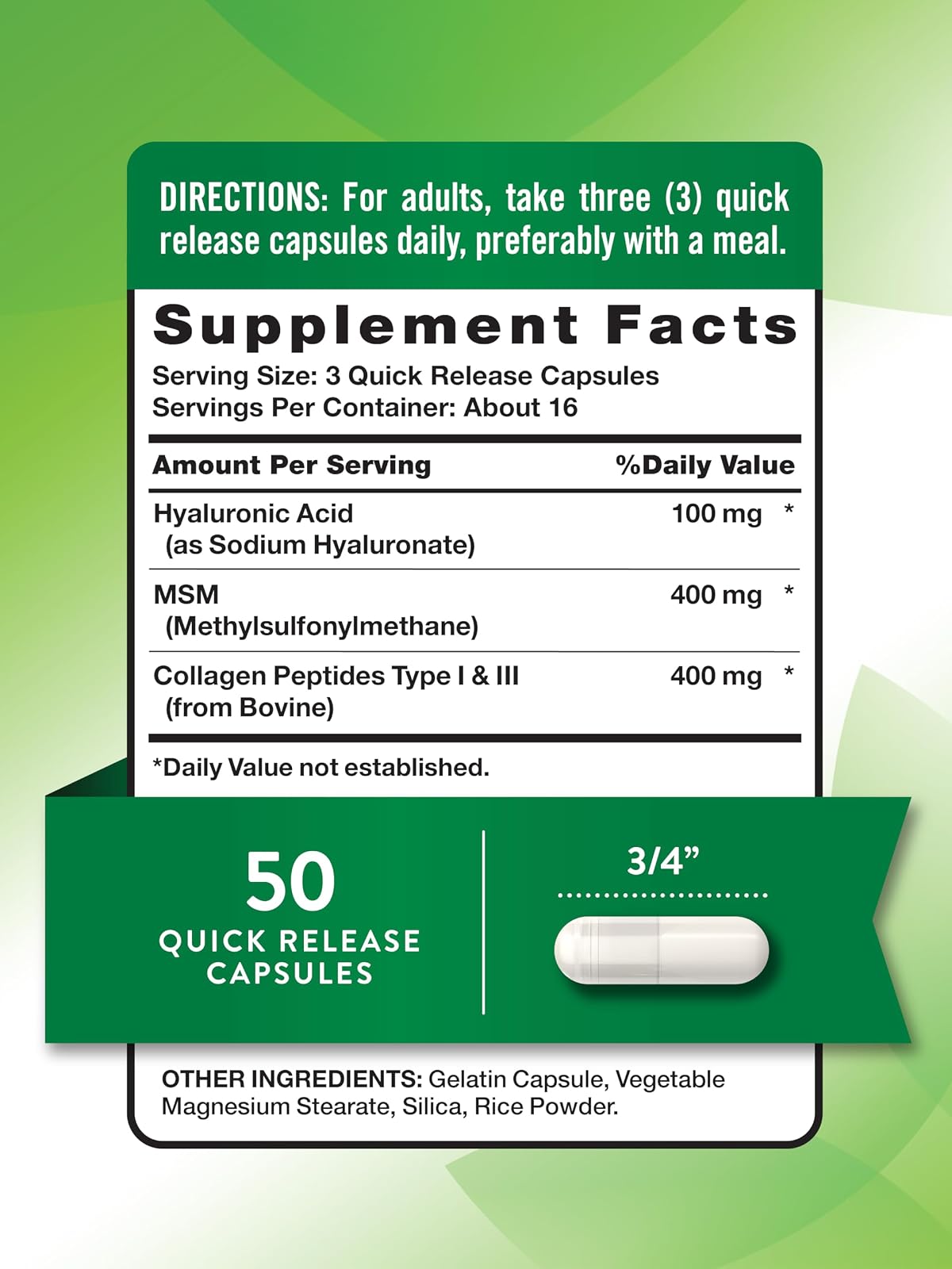 Nature's Truth hyaluronic acid capsules