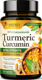 Nature's turmeric curcumin supplement capsules