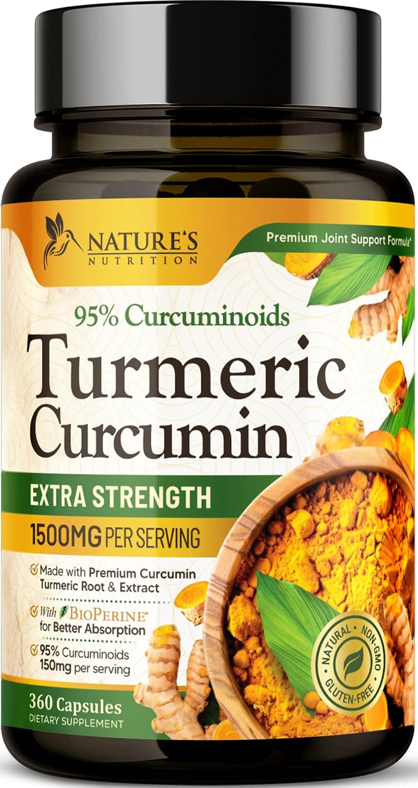 Nature's turmeric curcumin supplement capsules
