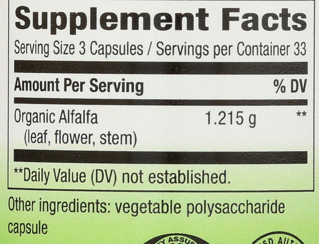 Nature's Way alfalfa capsules 100 count