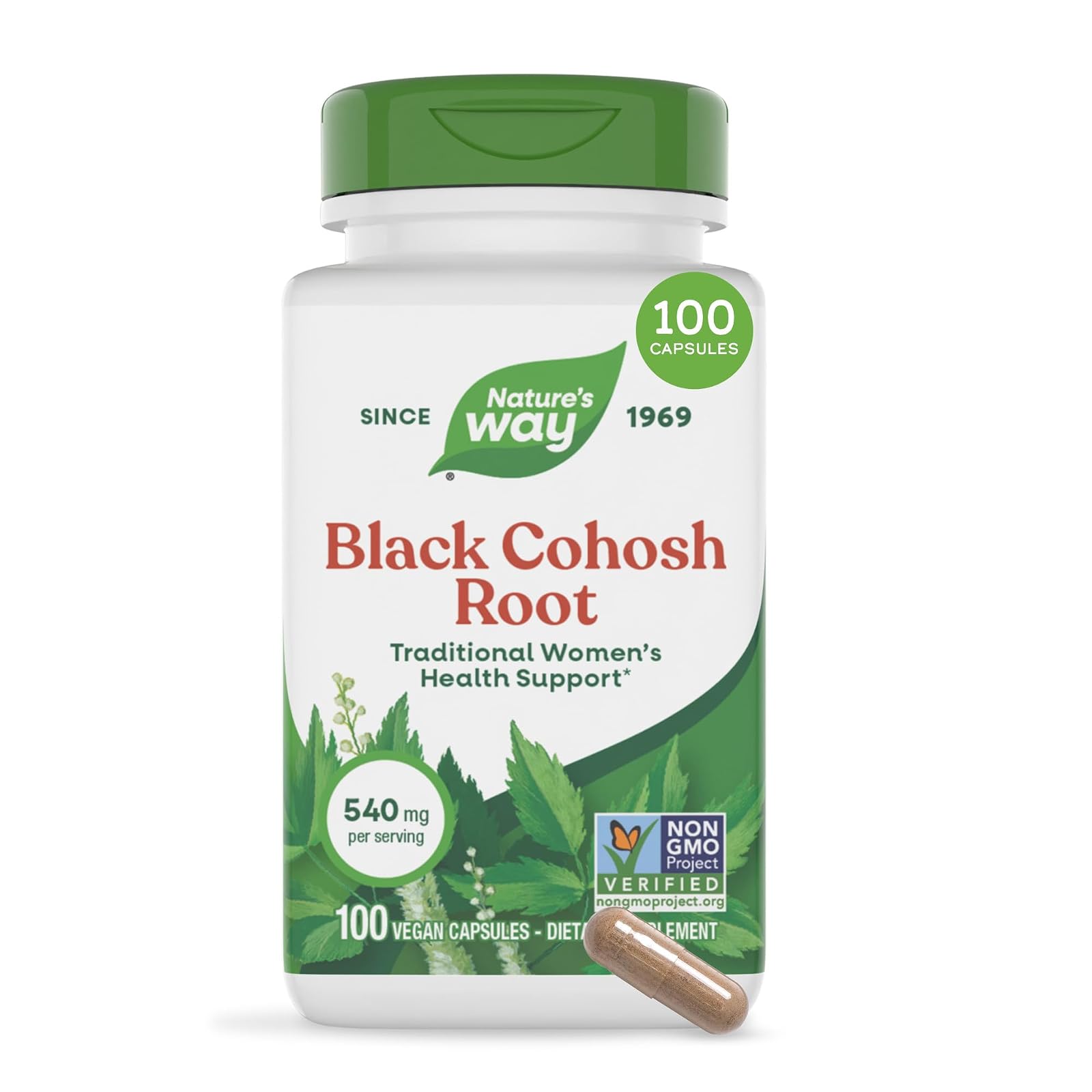Nature's Way Black Cohosh capsules for menopause relief