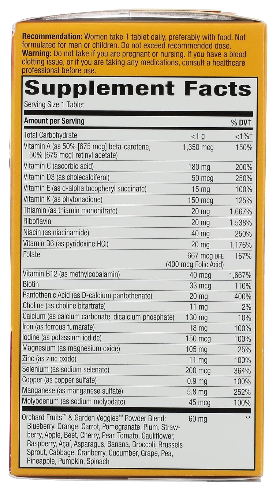 Nature's Way multivitamin with essential nutrients