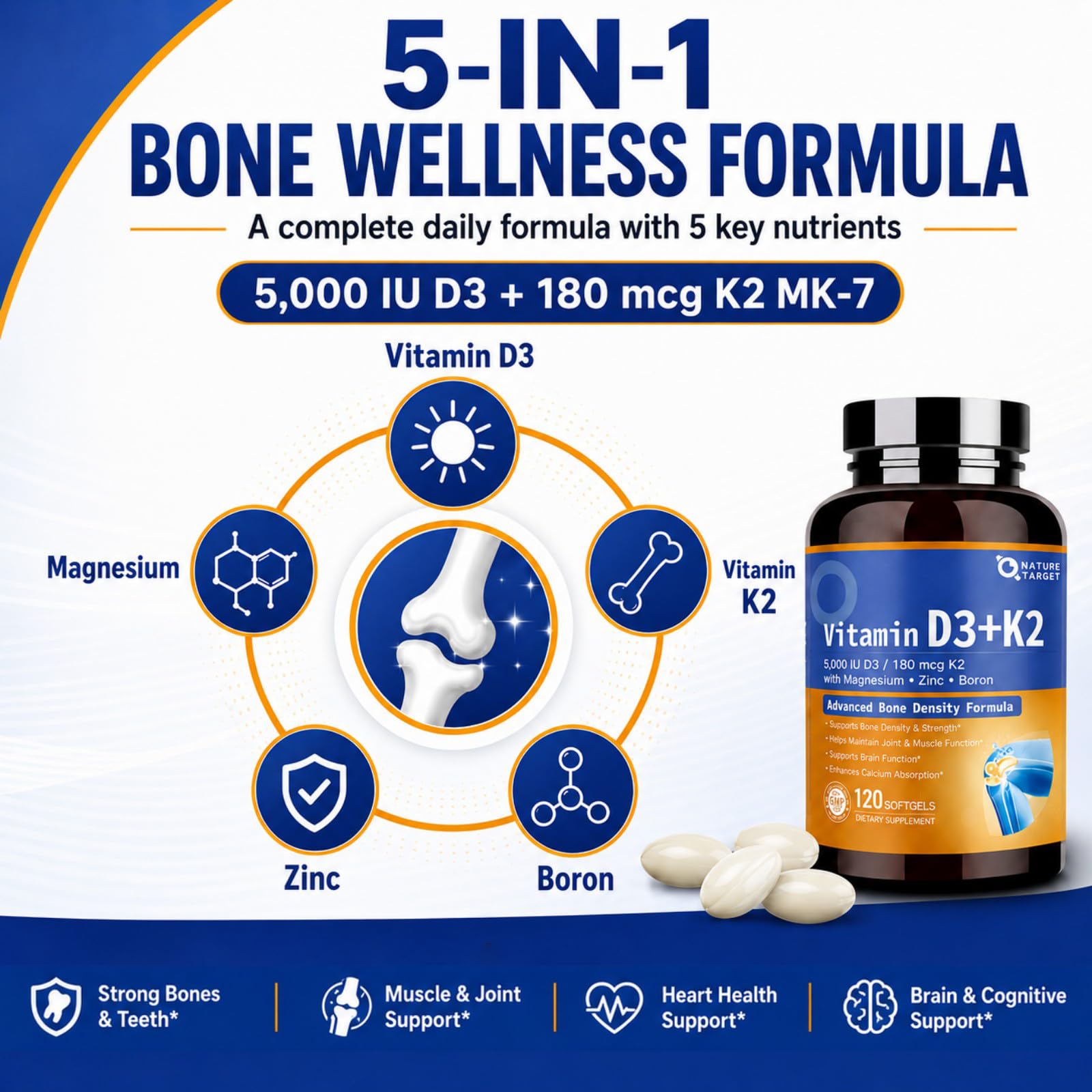 NATURE TARGET Vitamin D3 K2 for bones