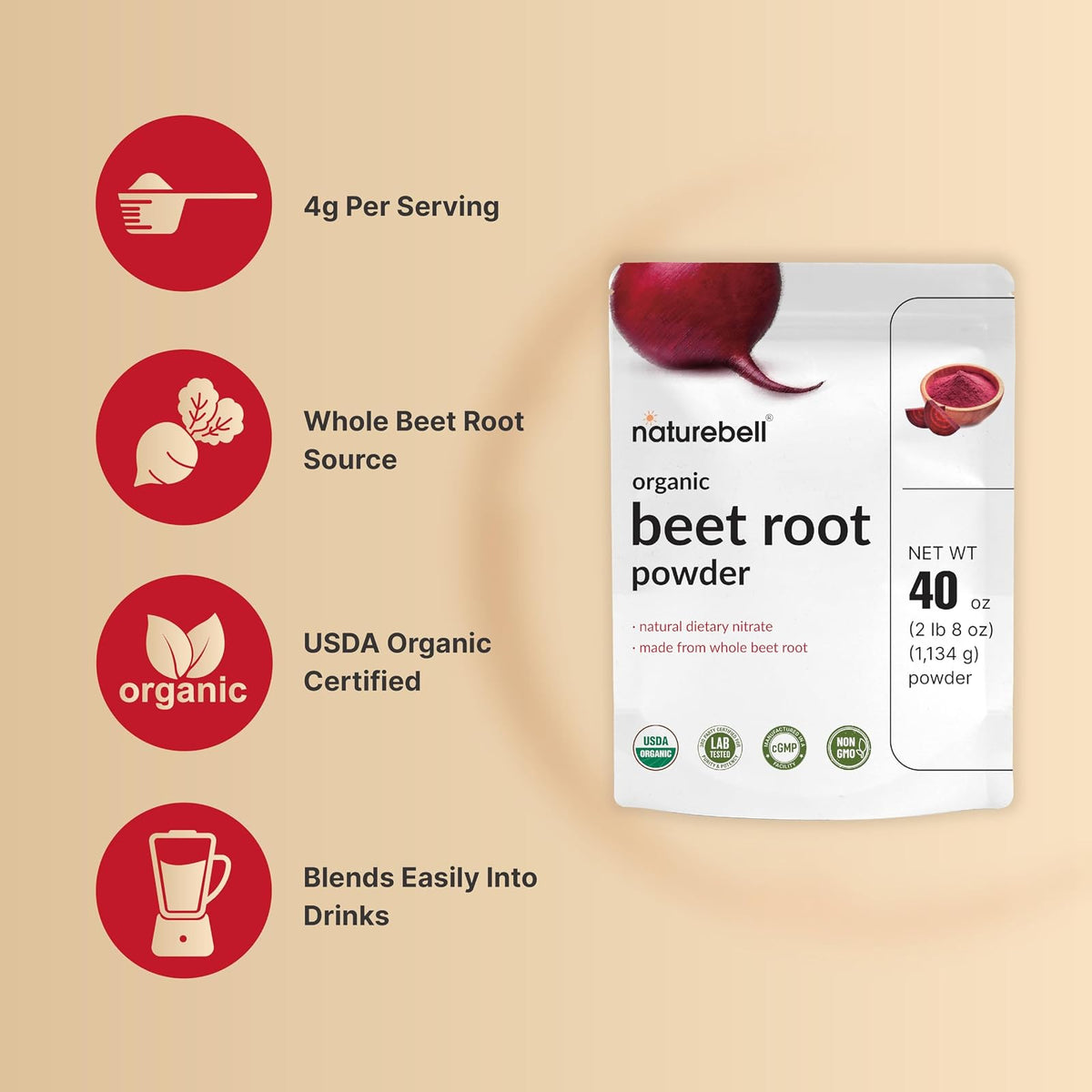 NatureBell beet root powder for energy boost
