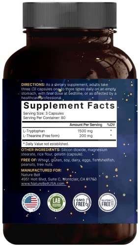 NatureBell L-Tryptophan 230 count bottle
