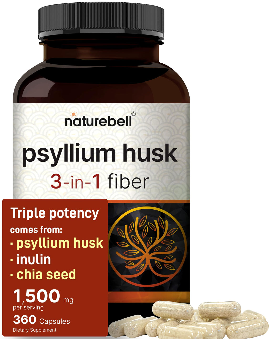 NatureBell psyllium husk fiber capsules