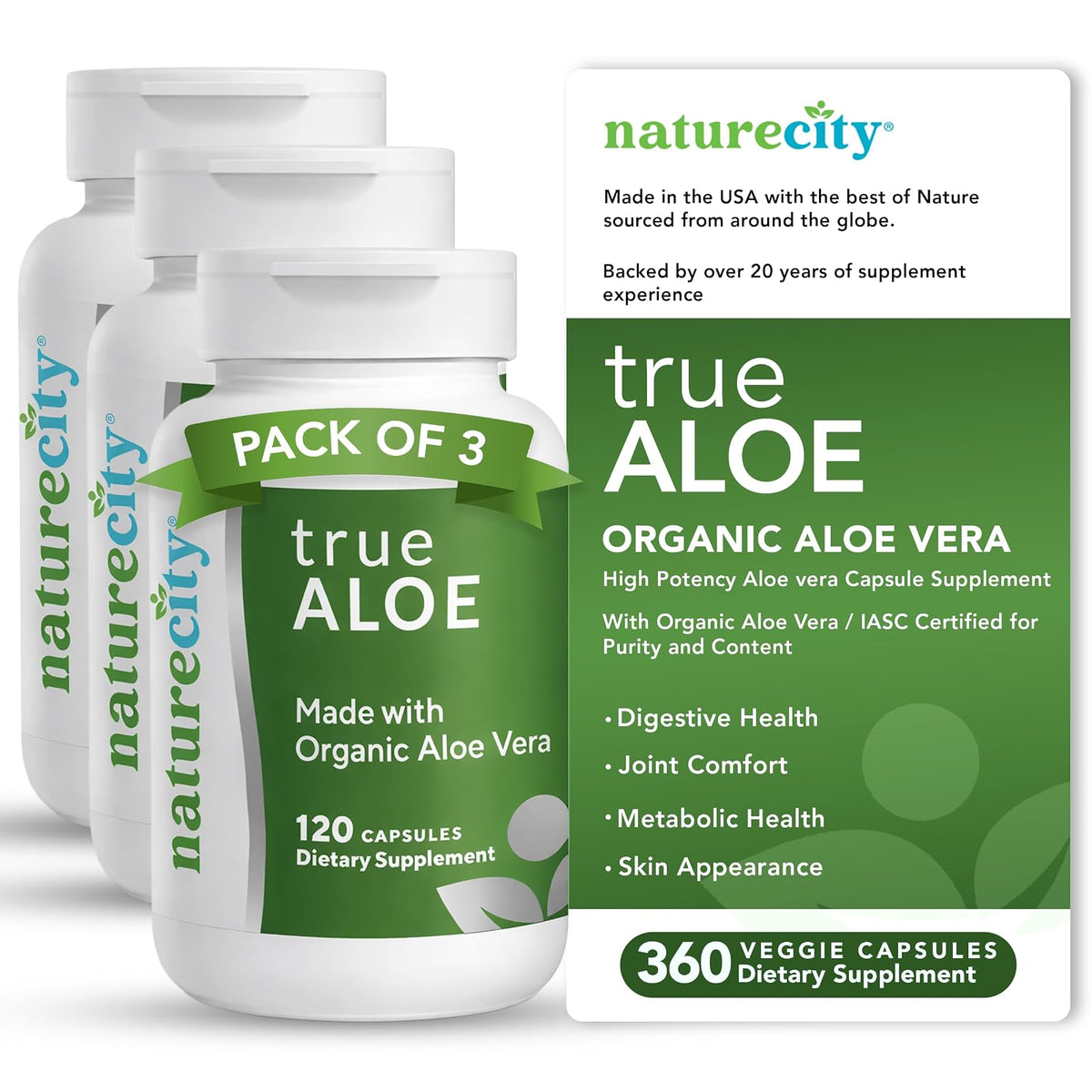 NatureCity TrueAloe organic aloe vera capsules