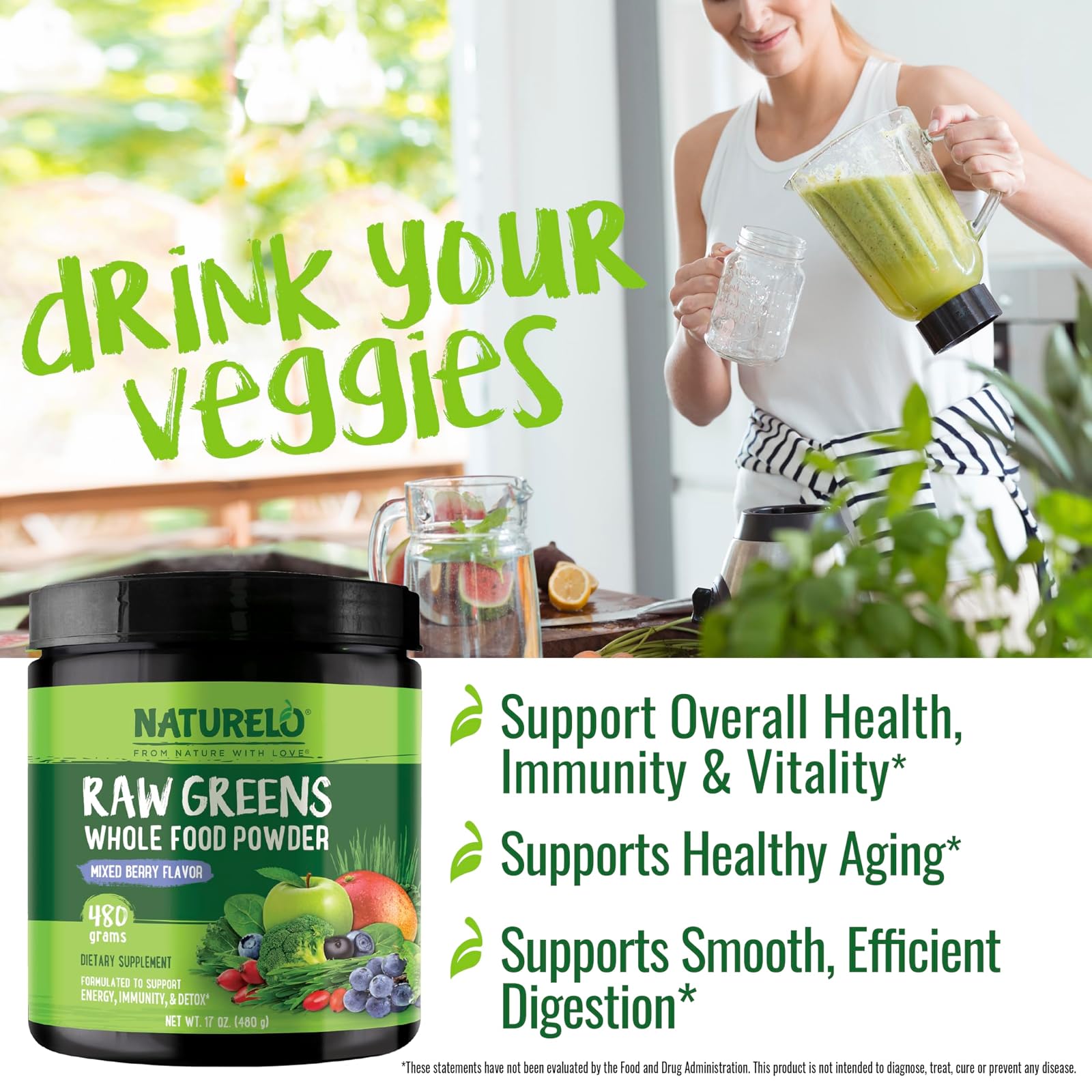 NATURELO greens powders with antioxidants