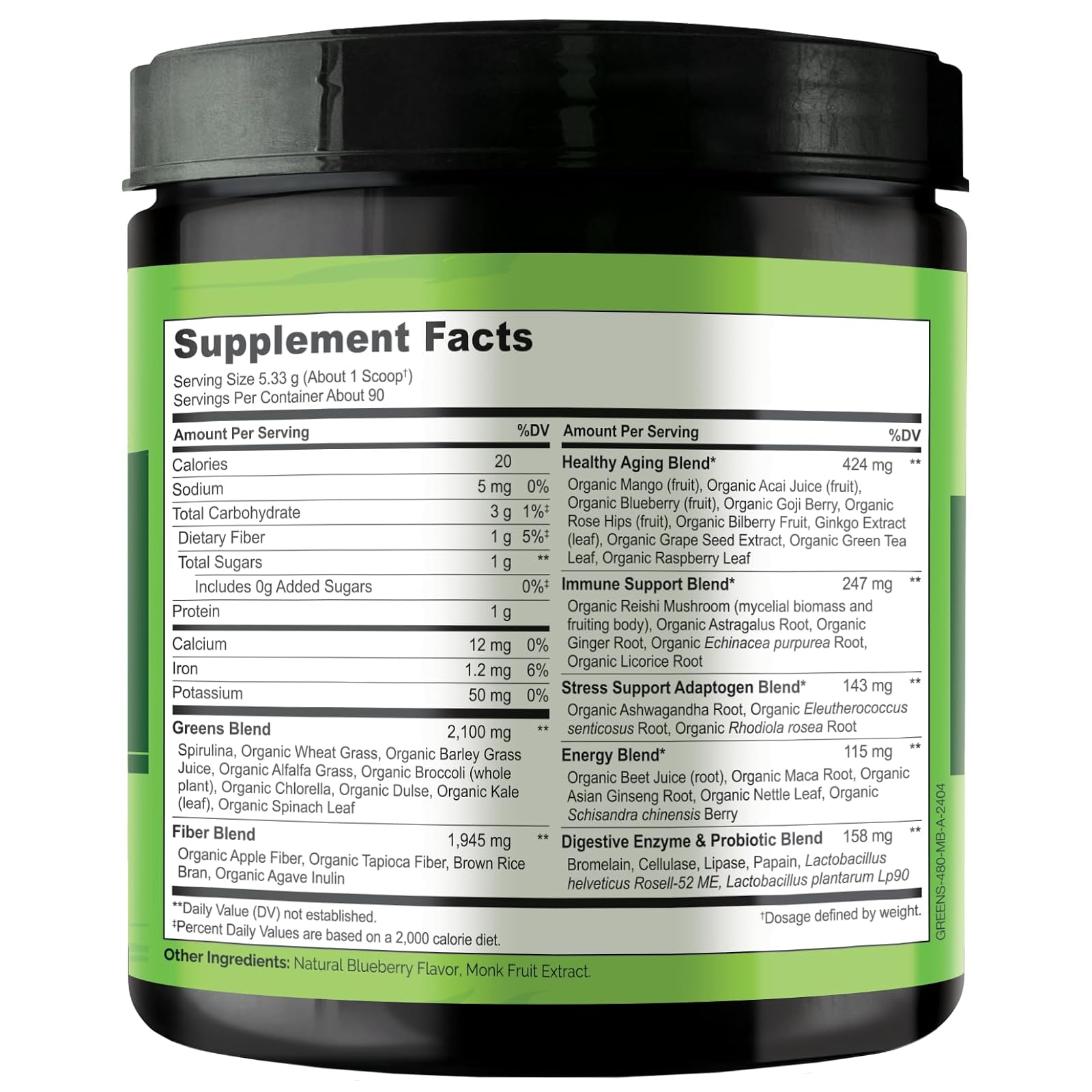 NATURELO raw greens powder for vitality