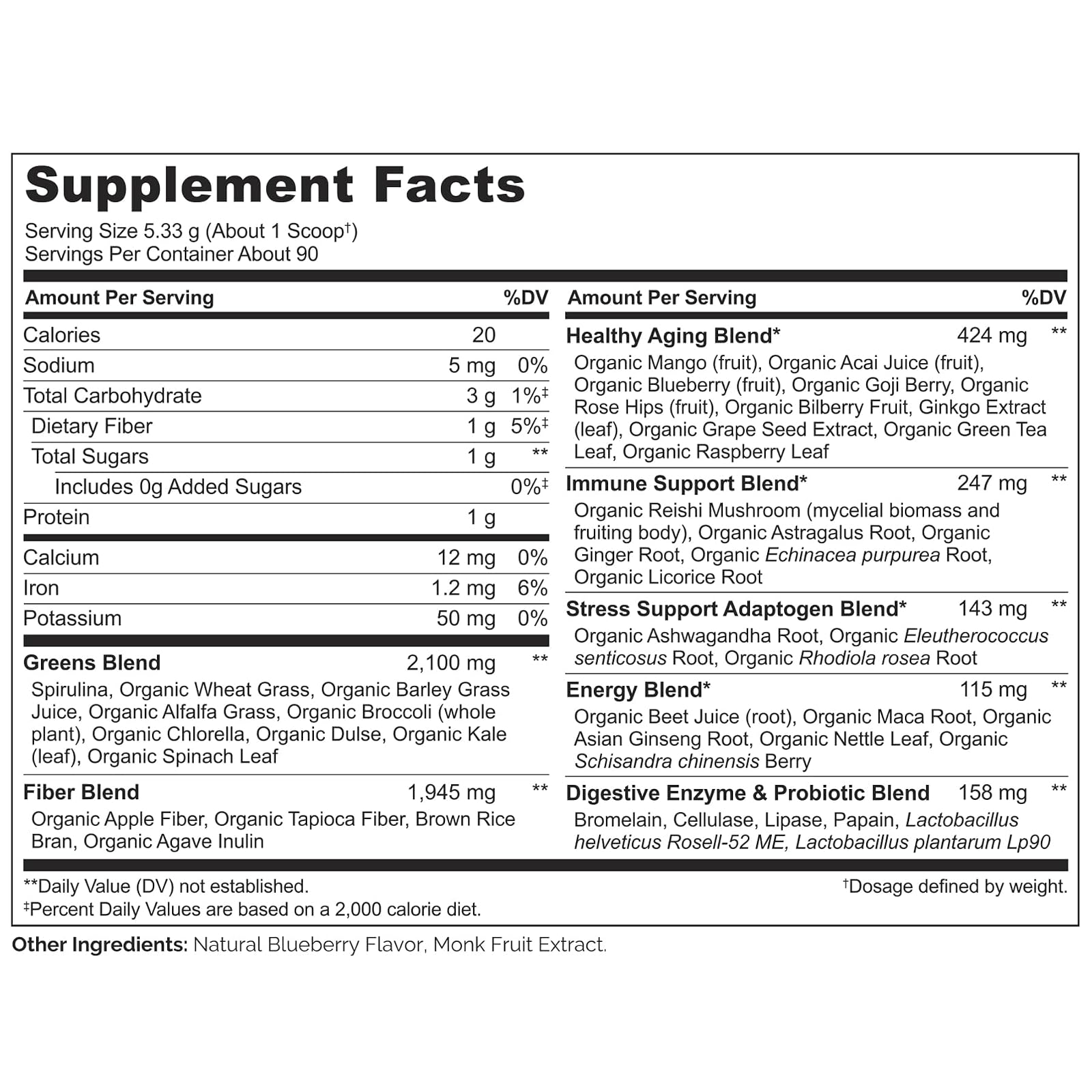 NATURELO superfood powder for smoothies