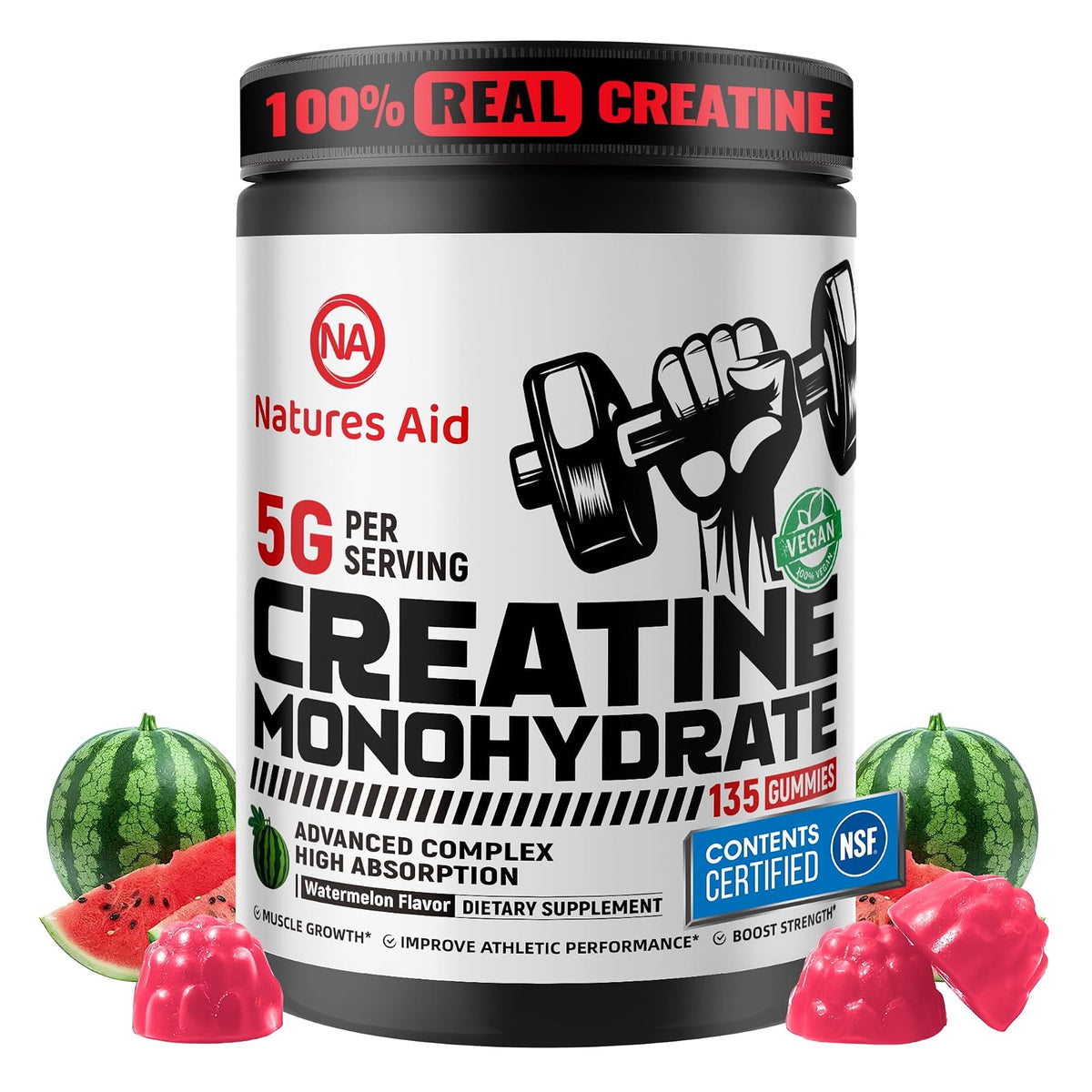 Natures Aid watermelon creatine gummies