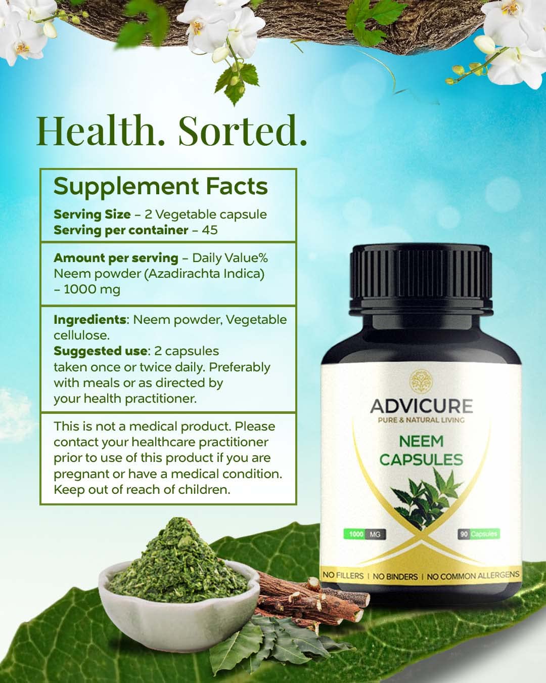 Neem capsules for skin and immunity