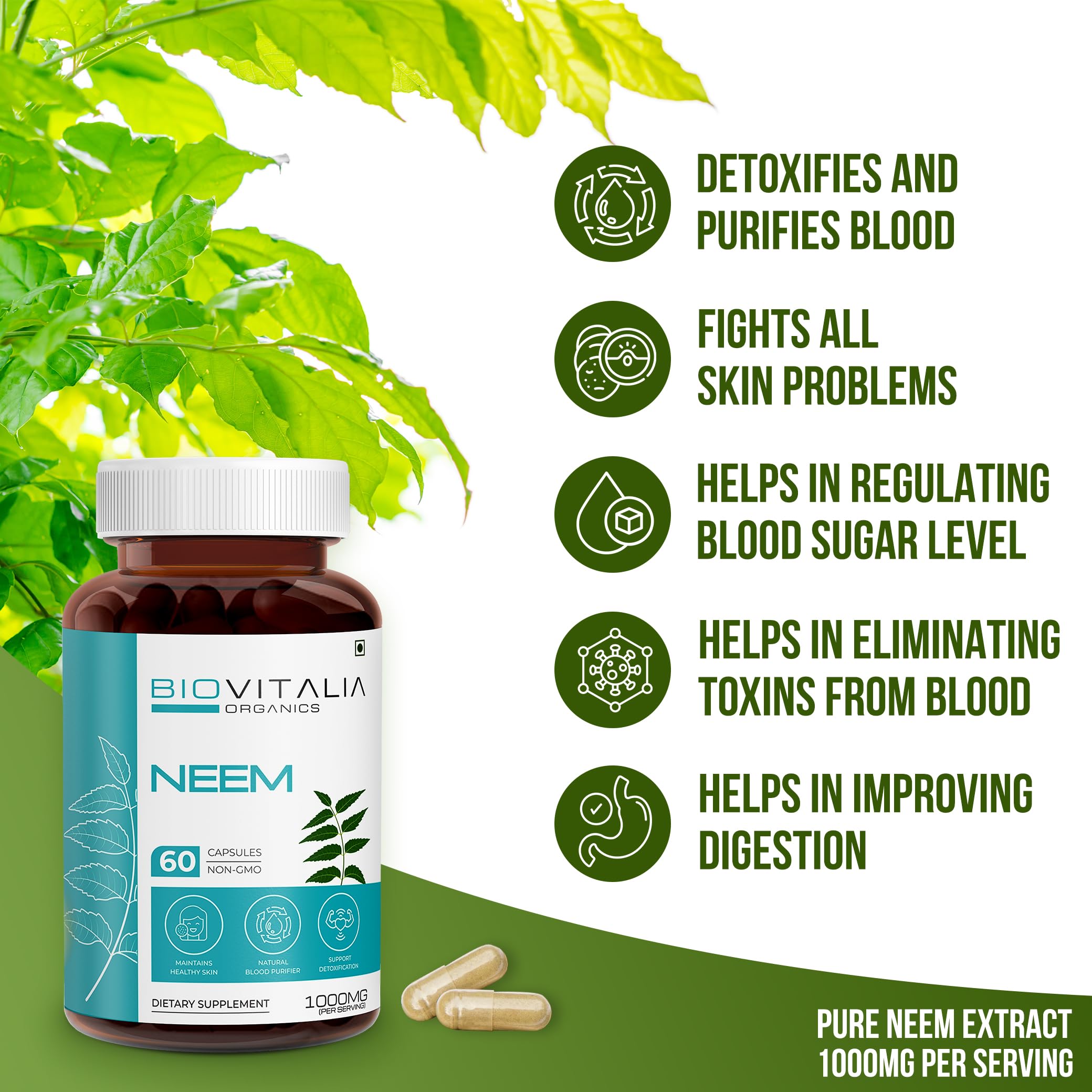 Neem capsules for skin health