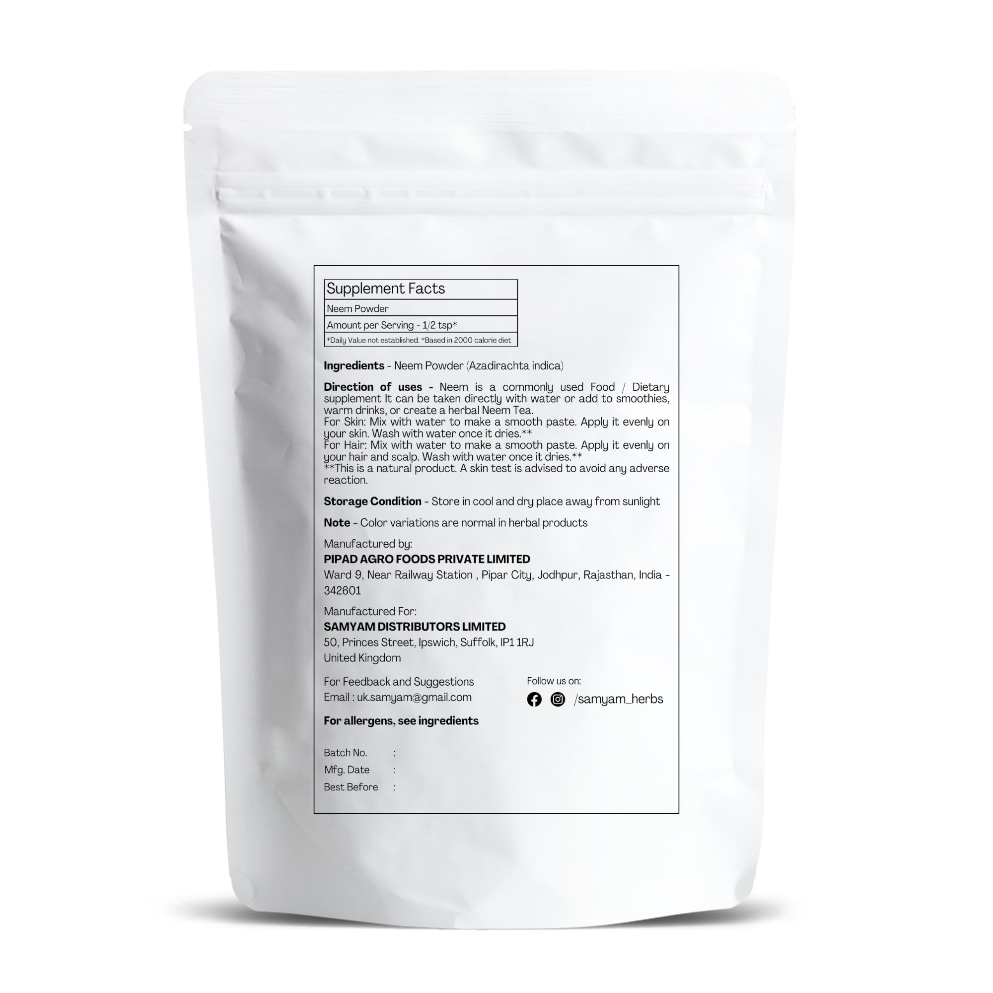 neem powder for skin rejuvenation