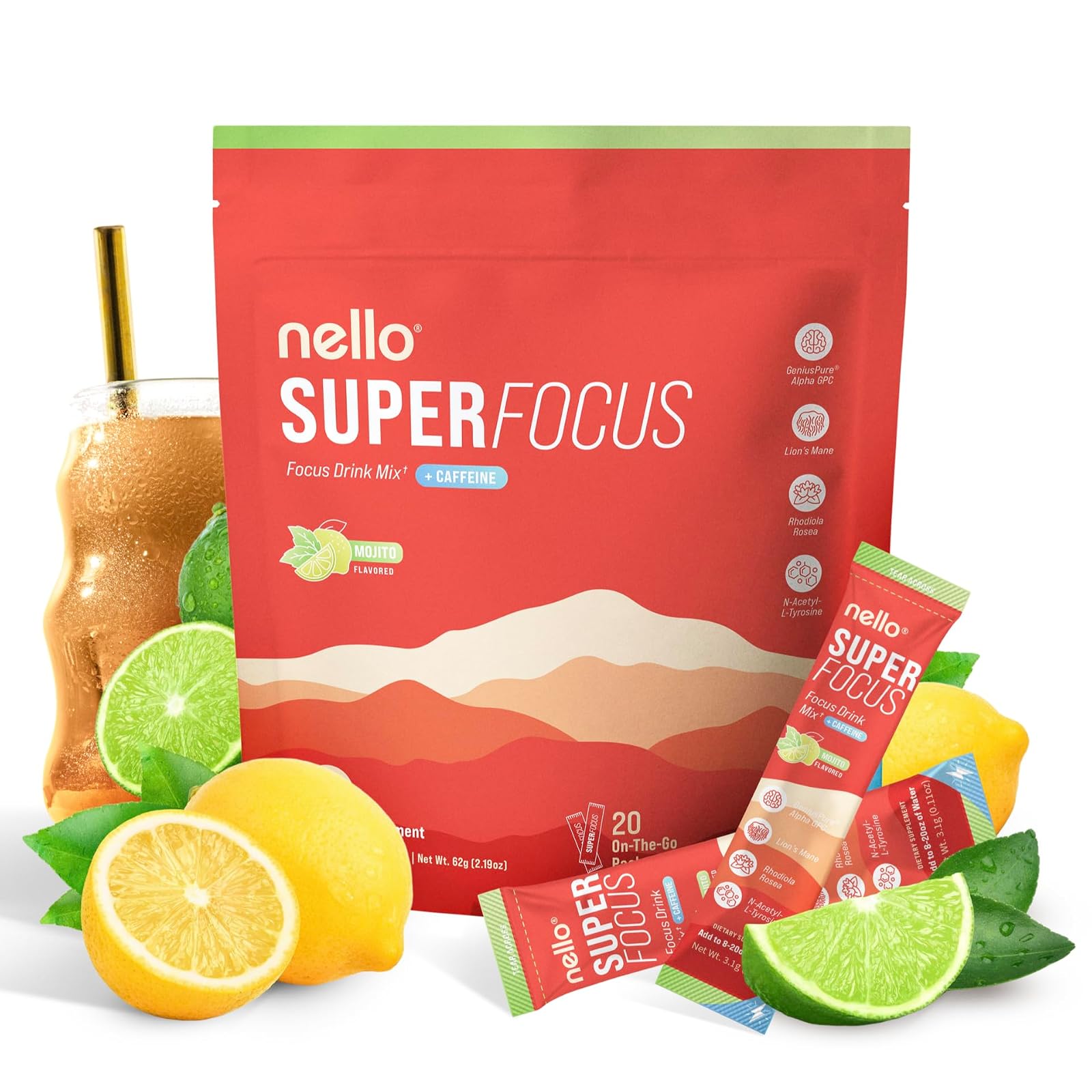 Nello pre-workout drink mix packets